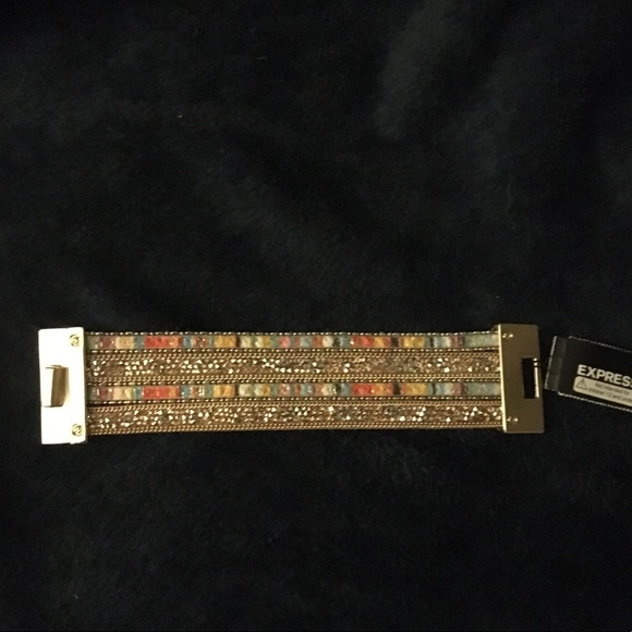 Express | Jewelry | Nwt Express Stripe Stone Turnlock Cuff Bracelet ...